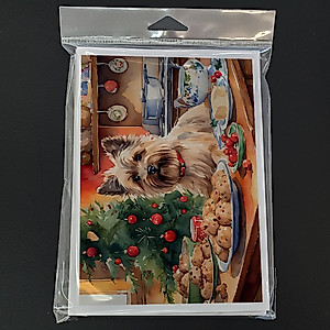 Caroline's Treasures DAC3755GCA7P Cairn Terrier Christmas Cookies Greeting Cards Pack of 8 Blank Cards with Envelopes Whimsical A7 Size 5x7 Blank Note Cards