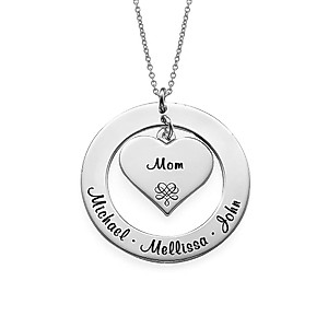 Engraved Grandmother Necklace in Sterling Silver - Personalized Grandma Pendant - Jewelry for Moms