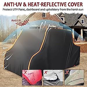 UTV Cover 4 Seater, StarknightMT Waterproof Anti-UV Cover Compatible with Polaris Ranger Crew 1000 900 570 800 General RZR Talon Teryx 4-Door with Reflective Strips Heavy-duty 420D Cover