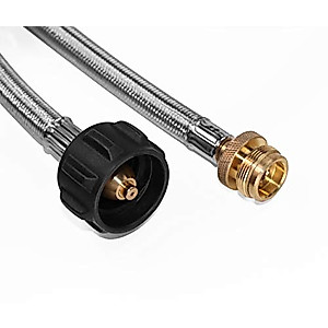 DOZYANT 5 Feet Stainless Steel Braided Propane Adapter Hose 1 lb to 20 lb Converter Replacement for QCC1 / Type1 Tank Connects 1 LB Bulk Portable Appliance to 20 lb Propane Tank - Safety Certified