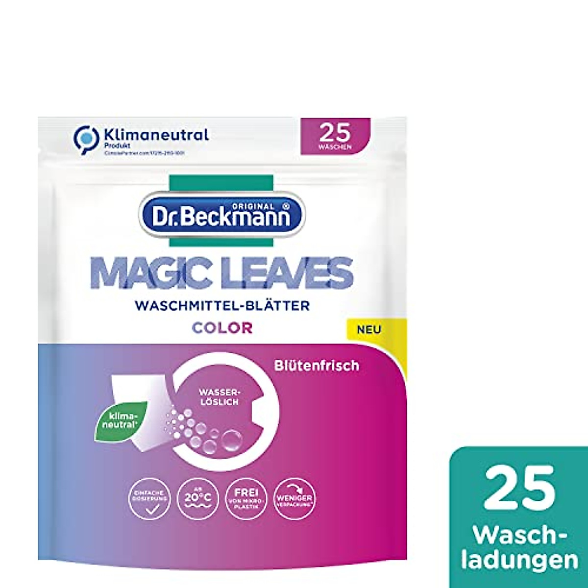 Dr. Beckmann Magic Leaves Colour Detergent Sheets, Pre-Dosed & Water-Soluble Wash Sheets, Space-Saving and Easy to Use (1)