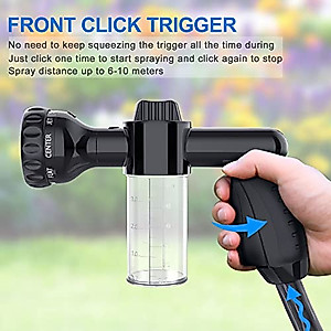 Garden Hose Nozzle, Yiebaels High Pressure Foam Sprayer 8 Spray Patterns with 3.5oz/100cc Soap Dispenser and Washing Mitt, Water Hose Soap Nozzle Sprayer for Watering Plants, Car Wash, Pet Showering