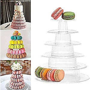 Candora 6-layer Round Macaron Tower Cake Stand Macaron Display Rack for Wedding Birthday Dessert Stand Cake Plate