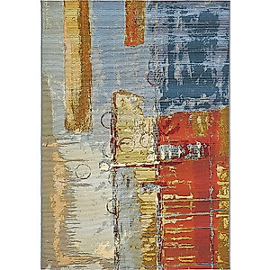 Unique Loom Outdoor Modern Collection Area Rug - Baja (4' 1" x 6' 1" Rectangle, Multi/ Beige)