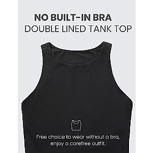 CRZ YOGA Womens Butterluxe Double Lined Cropped Tank Tops High Neck Racerback Tanks Sleeveless Casual Workout Crop Top Black Medium
