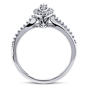 Kobelli 1/4 Carat TDW Diamond Marquise Shape Cluster 10k White Gold Ring, 10