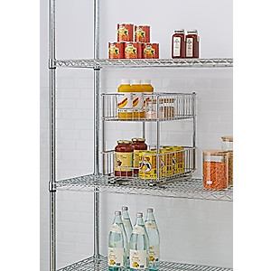 TRINITY 2-Tier Sliding Undercabinet Organizer with 2 Baskets for Kitchen and Bathroom Cabinet Organization and Storage, 50 Pound Capacity, 11.5” W x 17.75” D x 15.8” H
