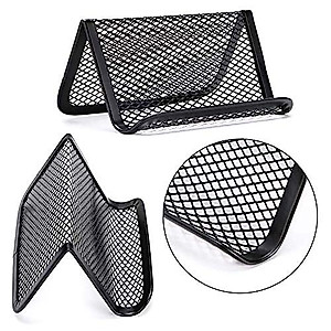 AKIRO 6 Pcs Black Metal Mesh Business Card Holder, Credit Name Card Case,Office Card Collection Organizers