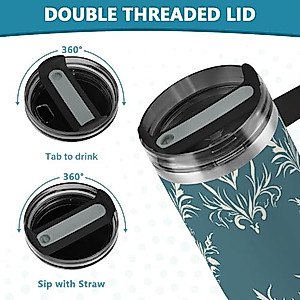 linqin Chic Elk Face Vacuum Insulated Tumbler Leak-proof Lid and Straw 30 oz Stainless Steel Water Bottles Reusable To Go Coffee Mug for Water, Iced Tea or Coffee