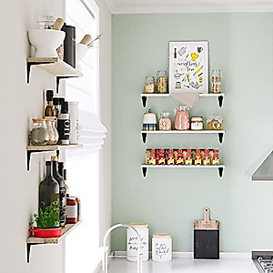 Wallniture Arras Floating Shelves, Living Room Bookshelf, Wall Shelves for Bedroom, Kitchen Organization Units & Office Wall Decor 24" Natural Wood Shelf Set of 6