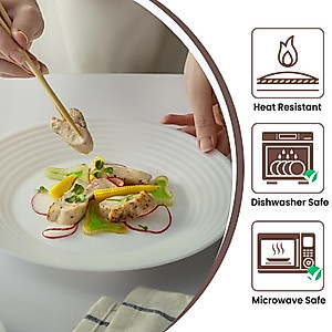 Blueniya 12 Piece White Opal Dinnerware Set, Opal Dinner Set, Kitchen Non-Toxic, Scratch & Chip Resistant, Microwave, Dishwasher Safe - 4pc Dinner Plate, 4pc Salad Plate, 4pc Cereal Bowl