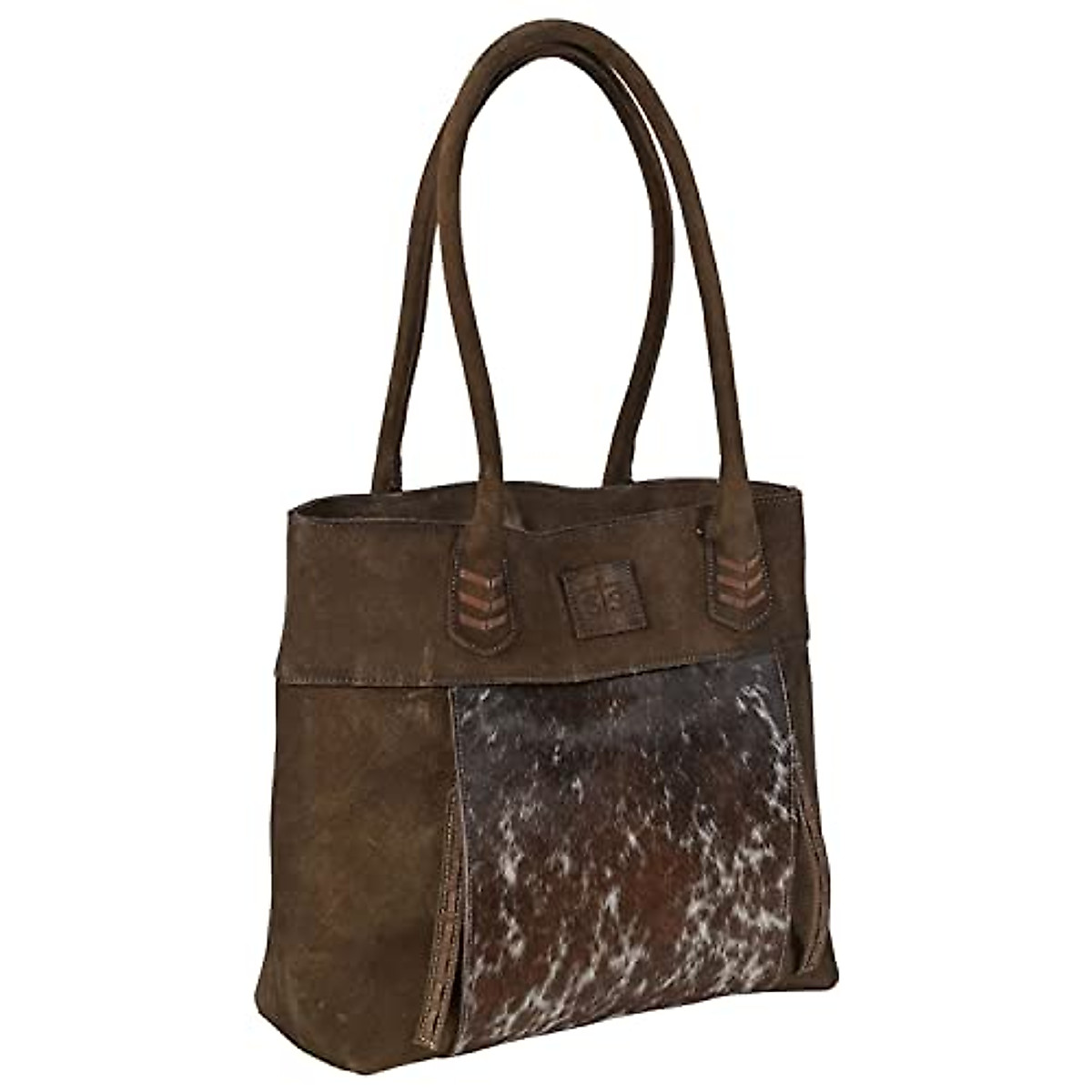 STS Ranchwear Women's Cowhide Saddle Tramp Tote Durable Leather Brown Bag with Various Pockets