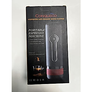 CONQUECO Portable Coffee Maker: 12V Travel Espresso Machine, 15 Bar Pressure Rechargeable Battery Heating Water for Camping, Driving, Home and Office