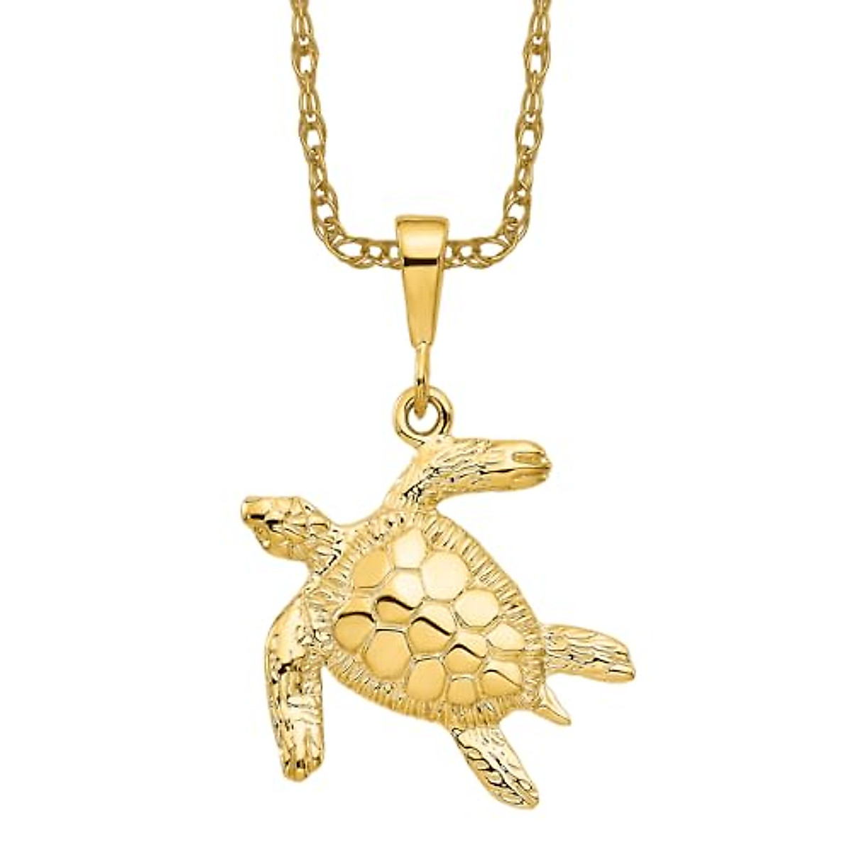 IceCarats 10K Yellow Gold Sea Turtle Necklace Charm Pendant 32mm x 21mm Only