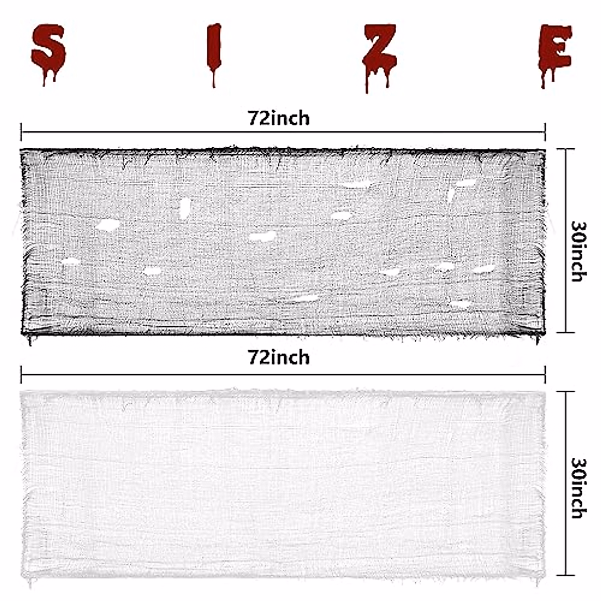 Alpurple 12 Pcs Halloween Creepy Cloth- 30 x 72 Inch Scary Spooky Cloth Creepy Gauze- Freaky Loose Weave Creepy Cloth Fabric Scary Spooky for Halloween Party Decoration (6 Black + 6 White)