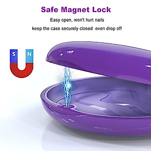 Aligner Case with Magnetic Closure and Textured Liner, Solid Orthodontic Retainer Case with 2Pcs Aligner Removal Tools, for Invisalign, Aligner, Night Guard (Purple + Pink)