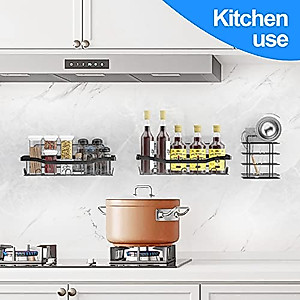 CBYJK Shower Caddy, 5 Pack Shower Shelves, Strong Adhesive Shower Organizer, No Drilling, Large Capacity, Rustproof Stainless Steel Bathroom Shower Organizer, Perfect for Bathroom, Kitchen