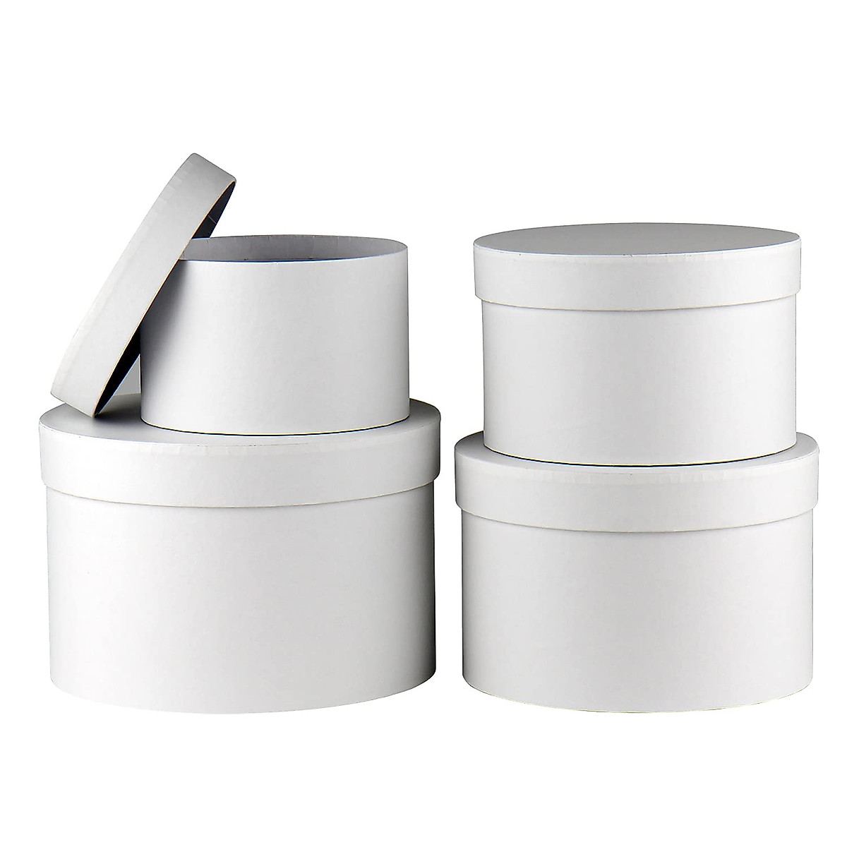 Round Gift Boxes with Lids Flower Boxes for Arrangements White Round Boxes Set of 4 Nesting Gift Boxes with Lids for Flowers Arrangements Empty, Bridesmaid, Proposal, Wedding, Birthday, Party Favor