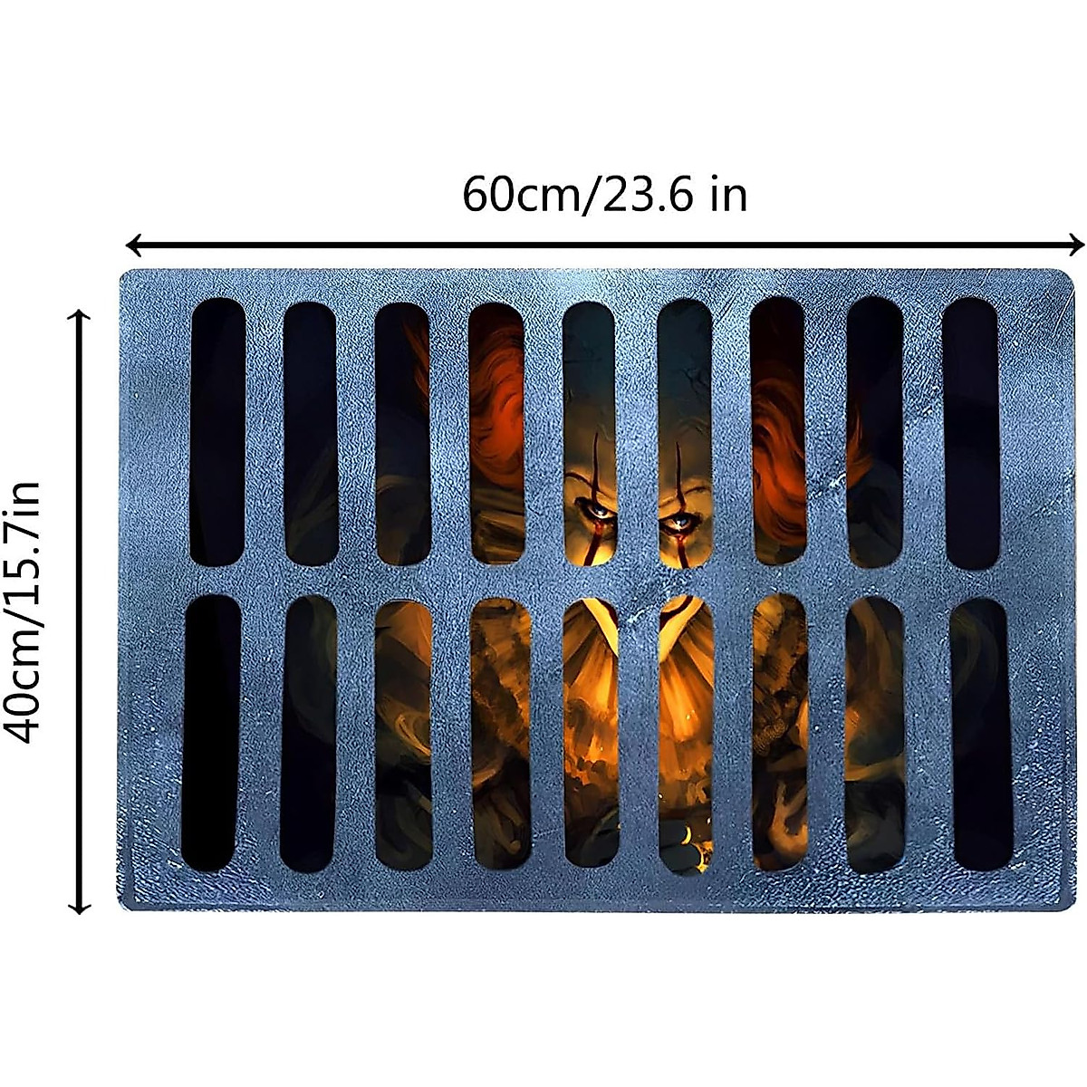 Halloween 3D Illusion Clown Doormat, (15.7 "x 23.6") Drain Doormat, Indoor and Outdoor Horror Movie Halloween Area Carpet Decoration (Blue-Black)