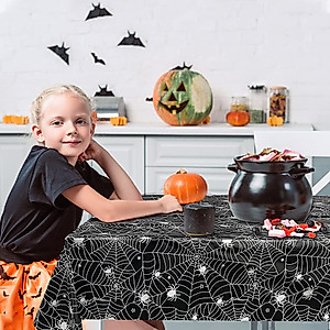 YUJUN 3 Pack Halloween Spider Table Cover, Waterproof Plastic Spider Web Tablecloth Star Explosion Table Cover for Halloween Party Decorations Indoor Outdoor Home Dinner Party(54 * 108''Inch)