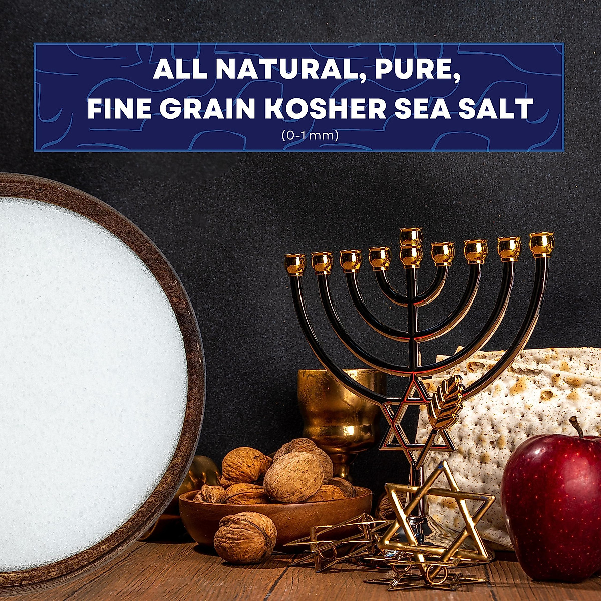 Kosher Sea Salt, Fine Grain Kosher Salt, Replacement for Table Salt, Non-Iodized, All-Natural, No Additives (14 oz Bag) - Sea Salt Superstore