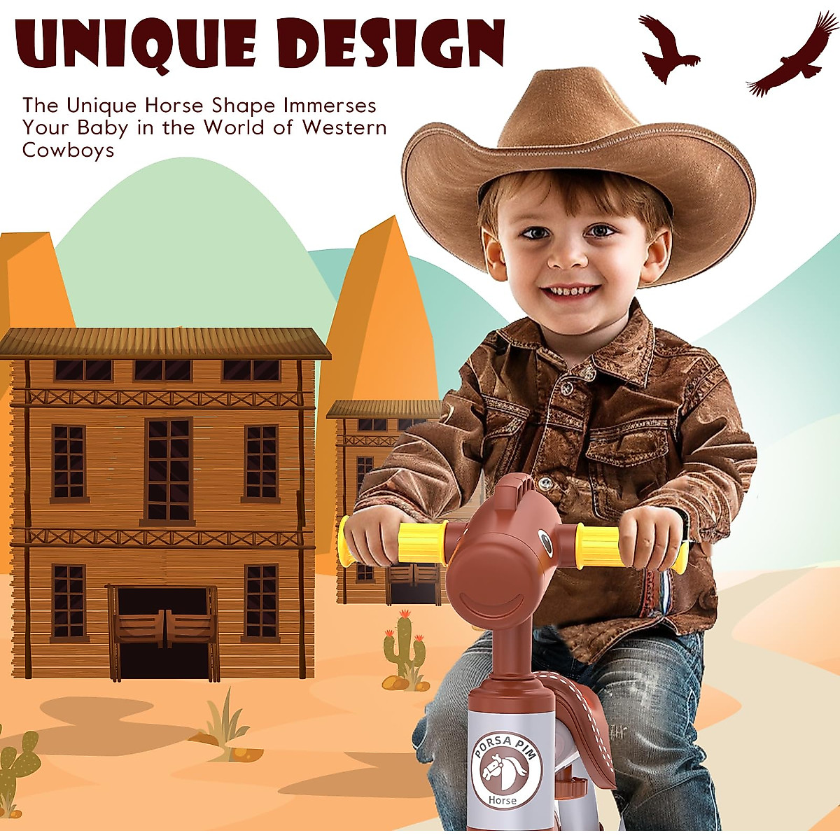 PerKidern Baby Balance Bike for 1-2 Year Old Boy Girl, Balance Bike for 12-24 Months 4 Wheels Toddler Balance Bike, Baby Bike 1+ Years Toy First Birthday Gifts (brown)