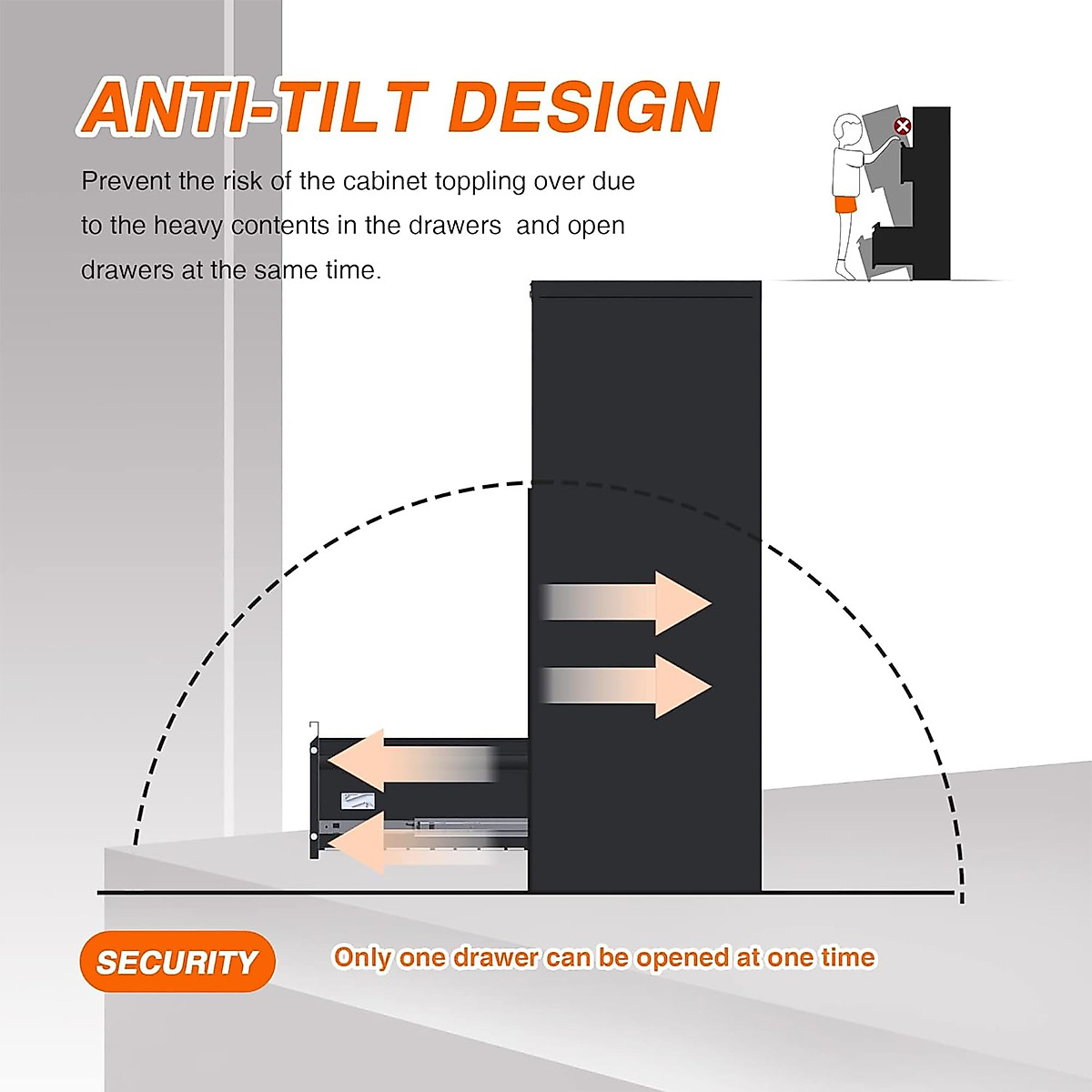 Aobabo 4 Drawer Filing Cabinet, Metal Storage Cabinet for Hanging Files, Steel Filing Cabinet for Home Office, 52.36in, Black