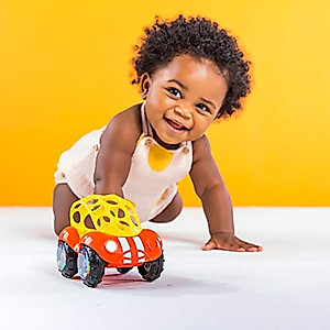 Oball Easy Grasp Rattle & Roll BPA-Free Push Car Infant Crawling Toy and Teether, 1 Pack, Age 3 Months and up, Color May Vary