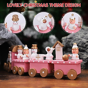 Wooden Train Small Train Christmas Toy Train Mini Train Christmas Train Four Section Train Xmas Train Toy Train for Kids Train Toy Kids Playing Train Desktop Train 4 Section Train
