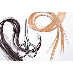 HITOPTY Small Precision Scissors, 3.5inch Stainless Steel Multi-Purpose Vintage Beauty Grooming Kit for Facial Hair, Eyebrow, Eyelash, Beard, Moustache with PU Sheath