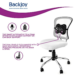 BackJoy Lumbar Support with Adjustable Strap, Designed for Spine and Lower Back Pain, Posture Correction, Adjustable, Breathable, Ideal for Office Chair, Car Seat, Desk Chair