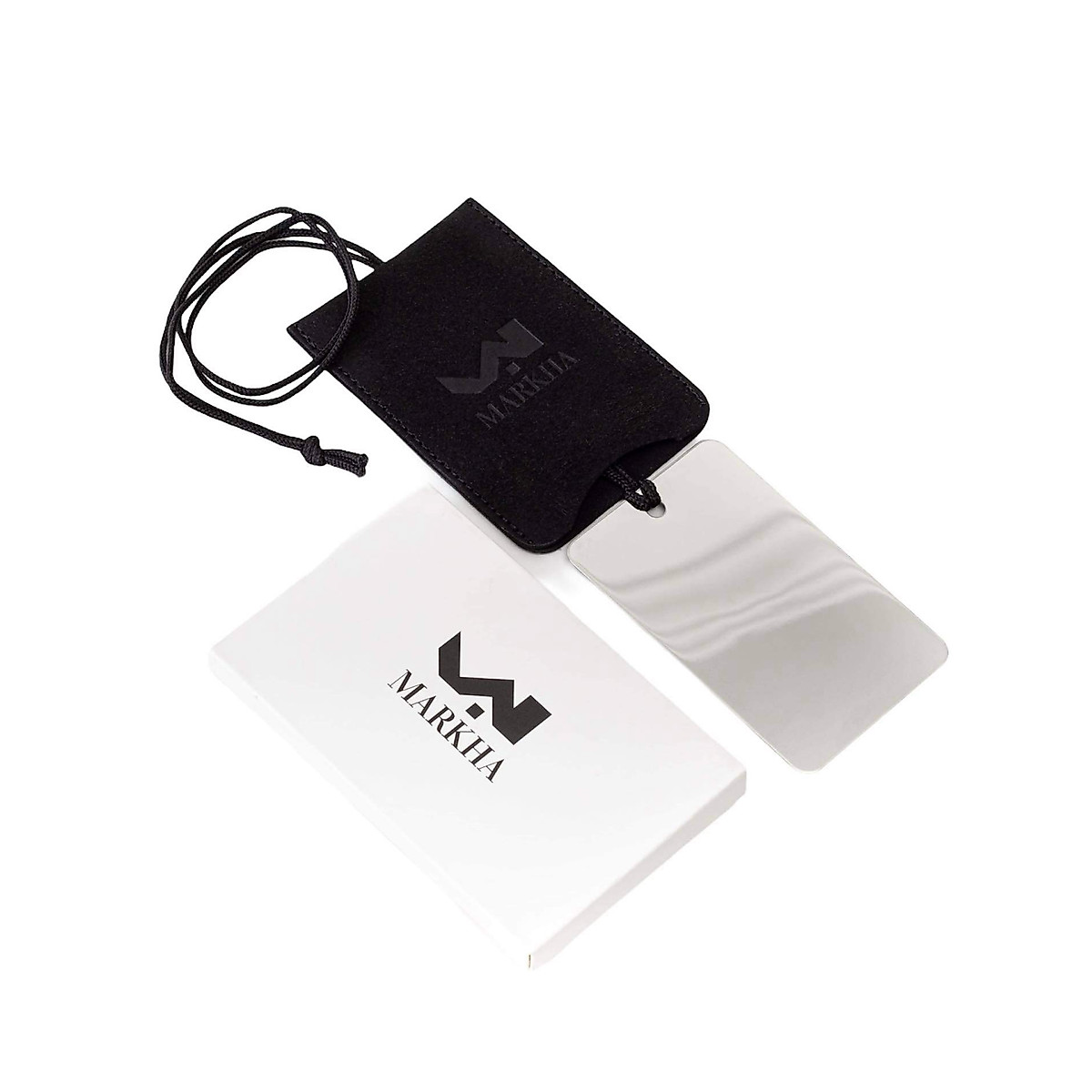 MARKHA Pocket Mirror for Men Women Unbreakable Stainless Steel Portable Mirror (Purse Mirror-(Black))