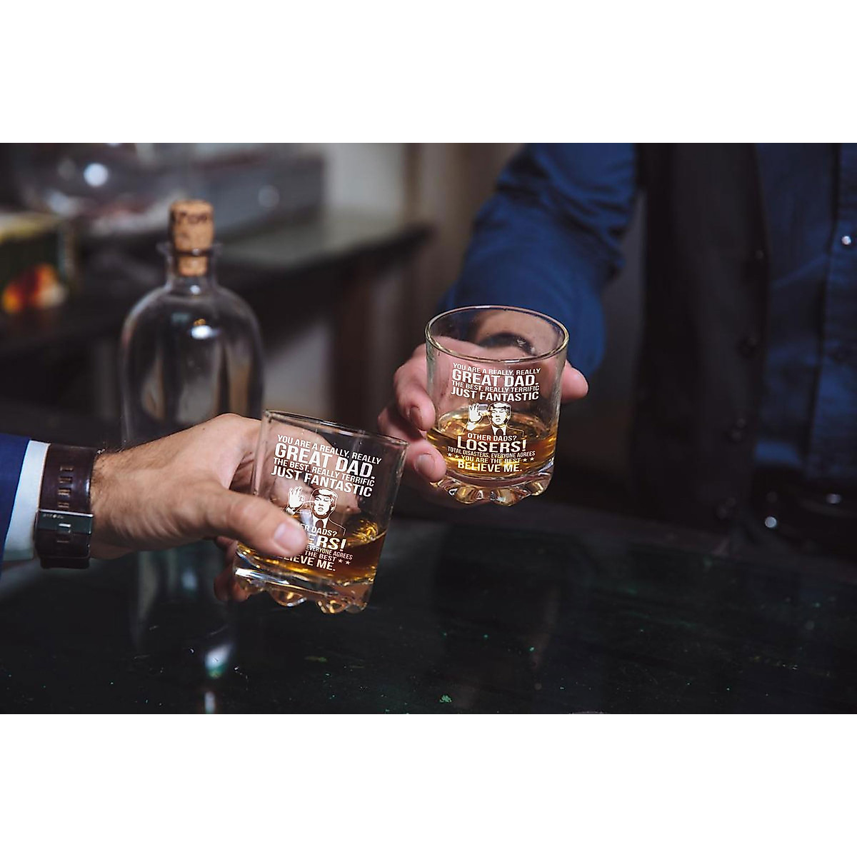 BETHEGIFT Gifts for Dad from Daughter, Son - Dad Christmas Gifts - Birthday Gifts for Dad - Dad Birthday Gift Ideas - Cool Gifts for Dad - Present for Dad 10oz Whiskey Rock Glass