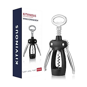 KITVINOUS Wine Opener, Premium Wing Corkscrew with No-Stick Worm, Multi-functional Wine Bottle Opener for Wine and Beer Bottles, Upgraded