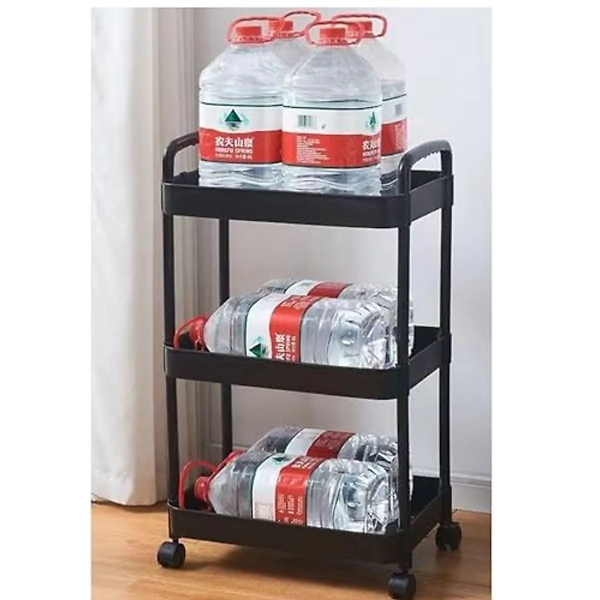 3-Tier Plastic Rolling Utility Cart Storage Cart Organizer with Wheels Small Laundry Room Cart for Dorm Organization Bathroom Kitchen Office (White)