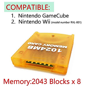 Aisicondan 1024MB(16344 Blocks) High Speed Gamecube Storage Save Game Memory Card Compatible for Nintendo Gamecube & Wii Console Accessory Kits -Yellow