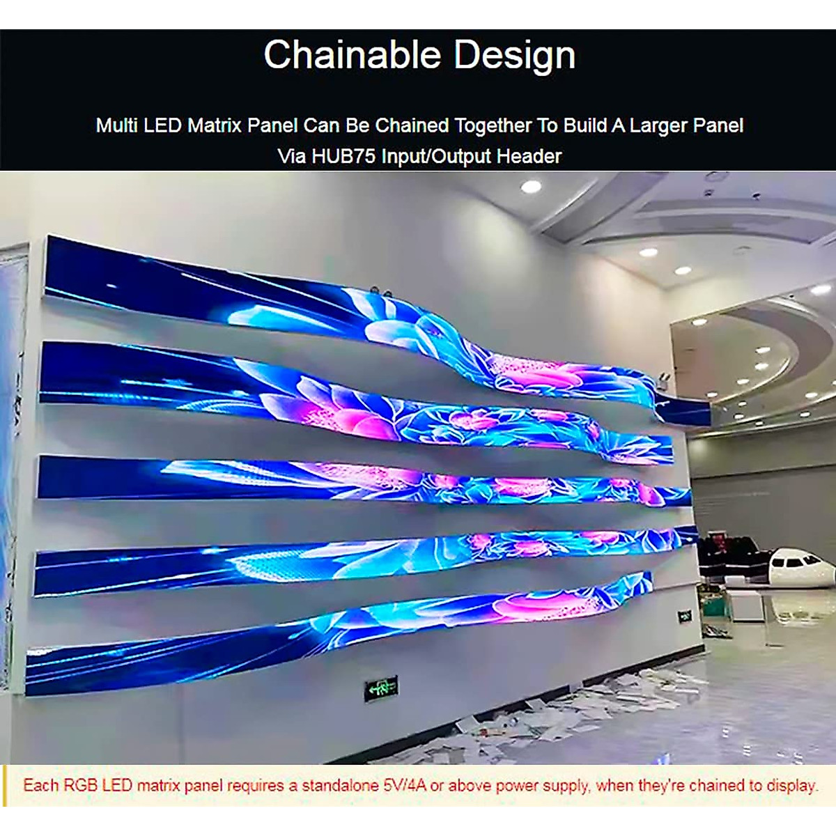 waveshare Flexible RGB Full Color LED Matrix Panel 96x48 4608 RGB LEDs, 2.5mm Pitch, Adjustable Brightness and Bendable PCB,Compatible with Raspberry Pi/Raspberry Pi Pico / ESP32