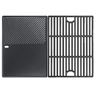 Hisencn 17 inch Grill Cooking Grate and Griddle Replacement Parts for Homedepot Nexgrill 4 Burner 720-0830H 720-0783E, 5 Burner 720-0888N, Charbroil 4 Burner 463241113, 463449914, 2 Pack