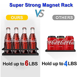 Dr.BeTree Magnetic Spice Rack, Strong Magnetic Shelf Spice Organizer Spice Rack Seasoning Organizer For Kitchen Organizer Magnetic Spice Rack For Refrigerator With 4 Hooks (Black, 2 Pack )