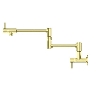 Pfister Lita Pot Filler Kitchen Faucet, 2-Handle, Wall Mounted, Single Hole, Brushed Gold Finish, GT533PFBG