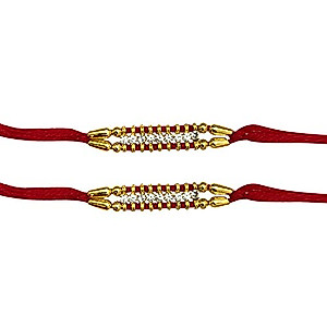 Set Of 2 Rakhi for Brothers 9 Stone Design Rakhi and Beads Design Rakhi, Handmade Rakhi, Rakhi Bracelet Multi Design Beads And Assorted Color