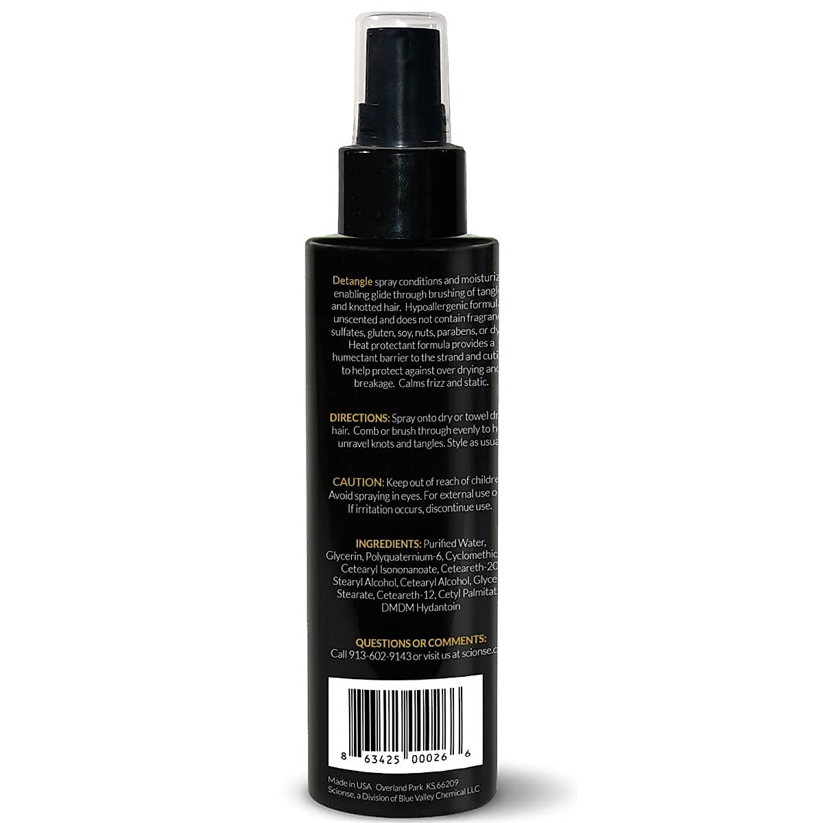 SCIONSE Hypoallergenic Detangle, Fragrance Free, Unscented, Heat Protectant- Detangler and Leave-in Conditioner