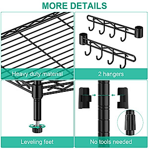 Folews 6-Tier Wire Shelving Unit with Wheels, Metal Storage Shelves Adjustable Layer Storage Rack Organizer Steel Utility Rolling Shelf for Home Kitchen Garage Pantry, Black(14D x 36W x 75H)