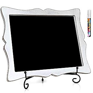 Small Chalkboard Sign with Easel (11x13") + White Liquid Chalk Marker | Hanging or Freestanding Framed Chalkboard with Hand Crafted Sweetheart Frame - Multipurpose | Small Chalkboard Sign