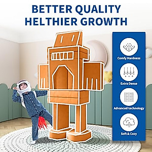 wanan Kids Couch 12PCS, Modular Kids Play Couch for Playroom Bedroom, 12 in 1 Multifunctional Kids Sofa for Playing, Creativing, Sleeping, Indoor Toddler Couch for Boys and Girls (Light Brown)