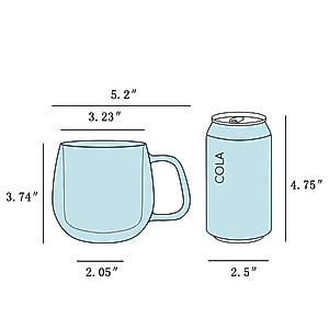 Colorful Double Walled Glass Coffee Mug 11.6 oz. Set of 4 Insulated Coffee Cups with Handle for Latte, Espresso, Cappuccino, Milk, Americano and Ice Tea