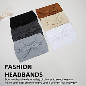 Huachi 6 Packs Bow Headbands for Women 7’’ Extra Wide Head Bands for Women’s Hair Non Slip Headwraps Workout Turban Hair Accessories