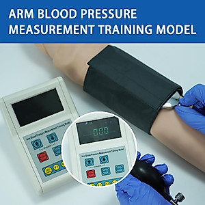 Blood Pressure Training Arm Simulator, BP Training Arm Manikin Practice Kit with Korotkoff Gap Sound Blood Pressure Cuff Stethoscope LCD Display Model for Education Teaching Skills