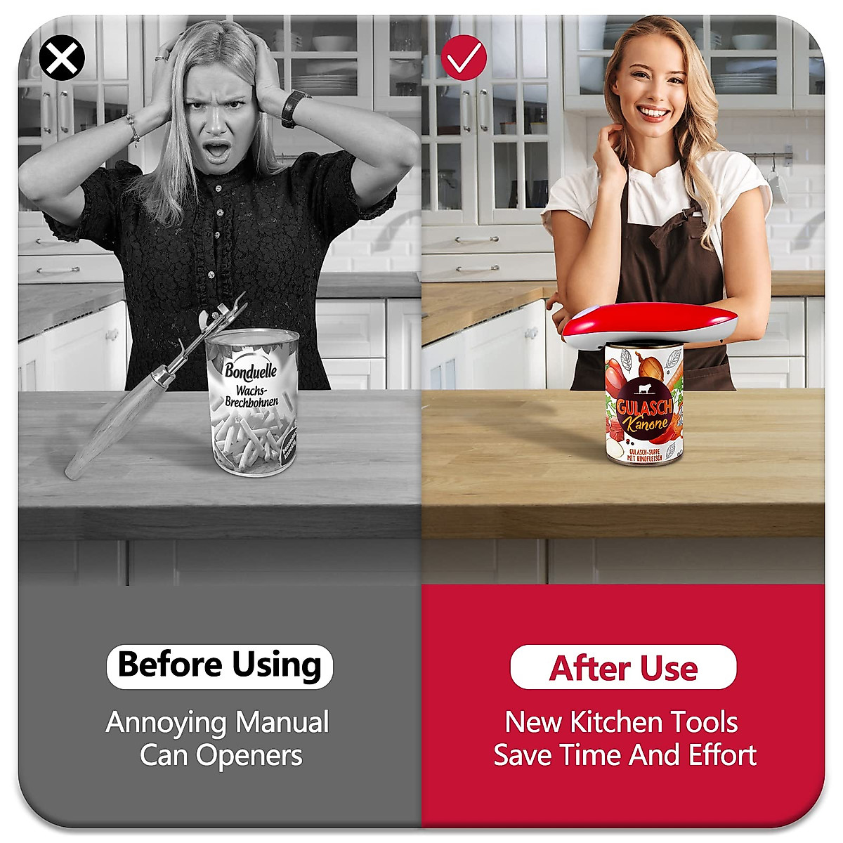 FlyBanboo Electric Can Opener, Can Opener Smooth Edge,Stainless Steel a Simple Push Automatic Electric Can,Best Kitchen Gadget for Arthritis