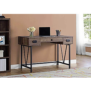 Monarch Specialties Laptop Table with Drawers-Industrial Style-Metal Legs Computer Desk Home & Office, 48" L, Brown Reclaimed Wood Look